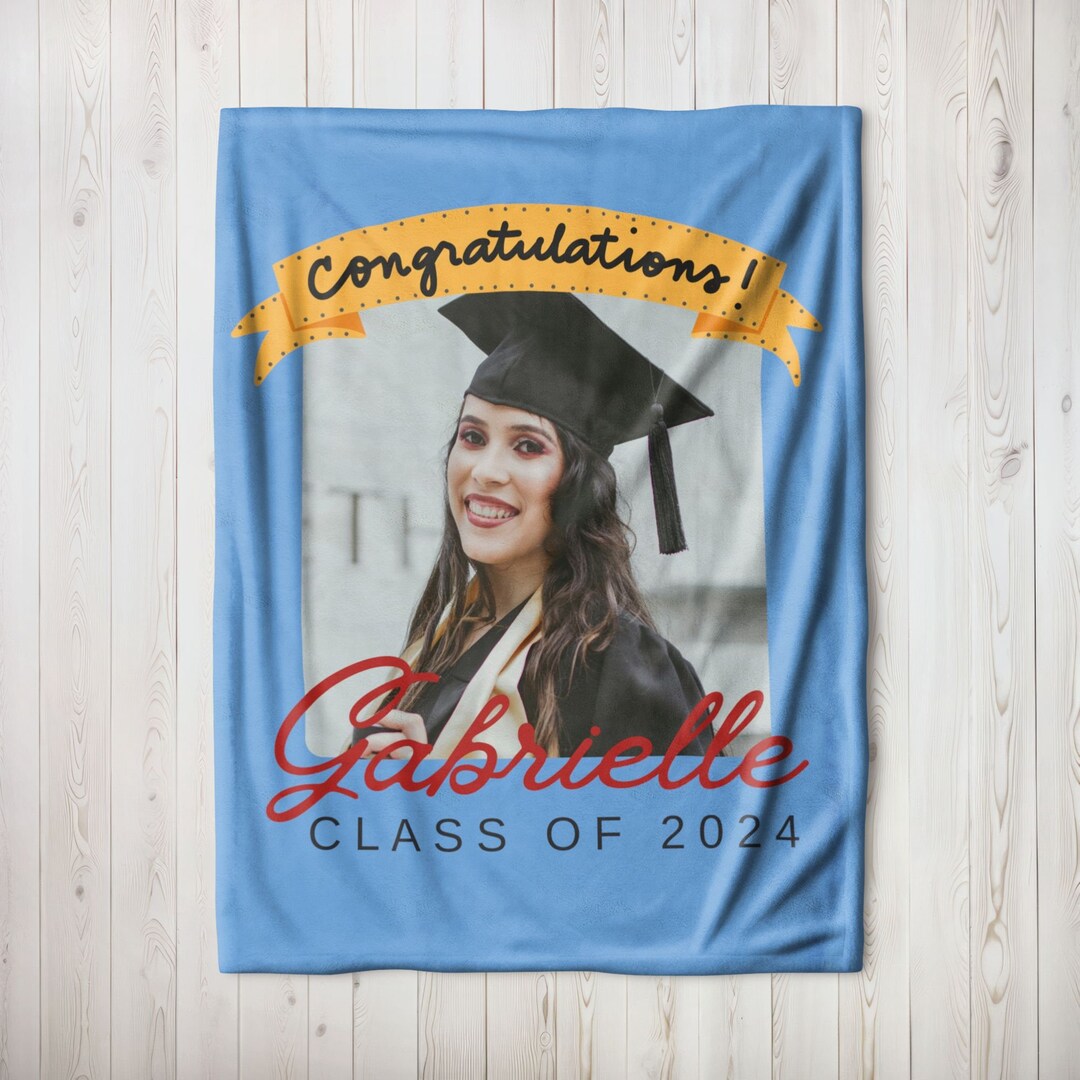 Personalized Graduation Photo Blanket, High School Graduation Gift for ...