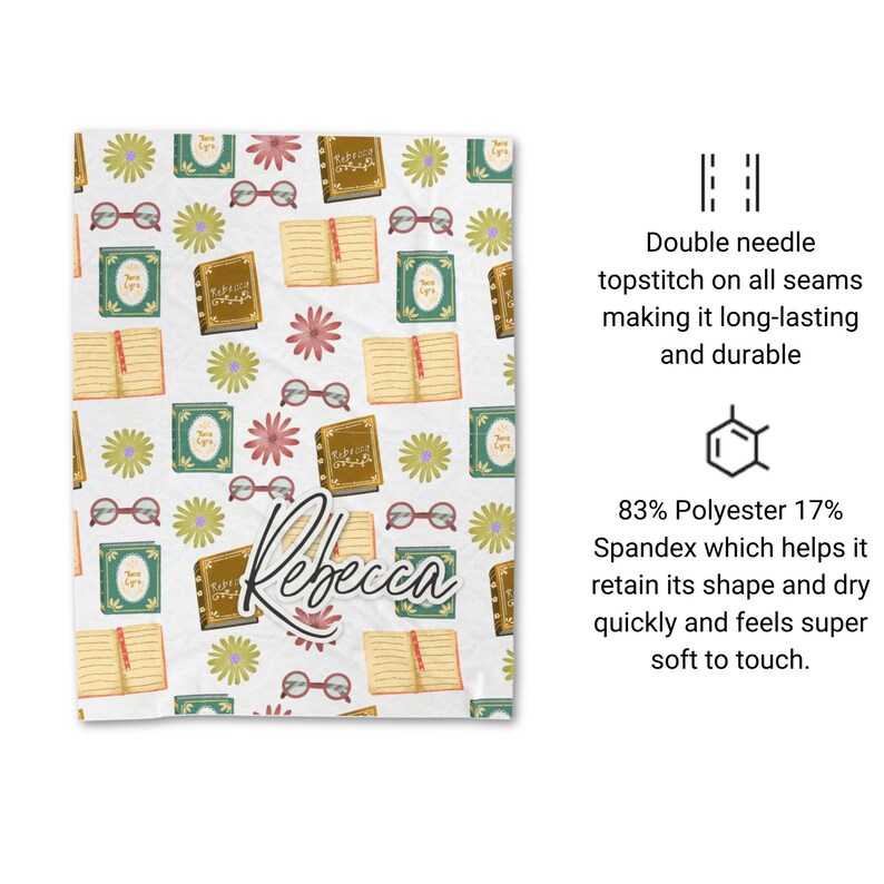 Personalized Book Reading Blanket, Custom Book Lover Throw, Book ...