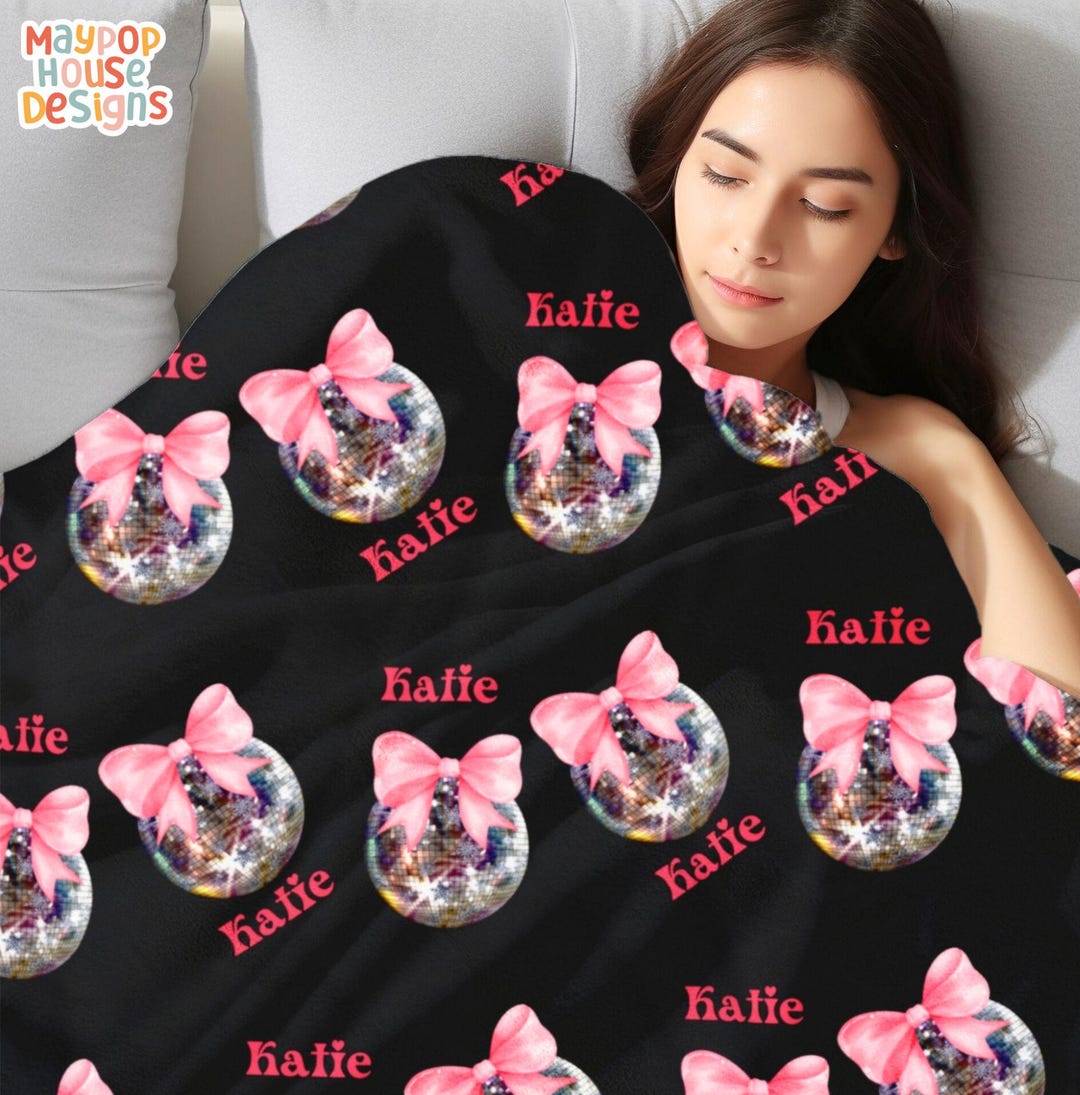Pink Bow Coquette Blanket, Y2K Bow Throw Blanket, 90s Coquette Pink ...