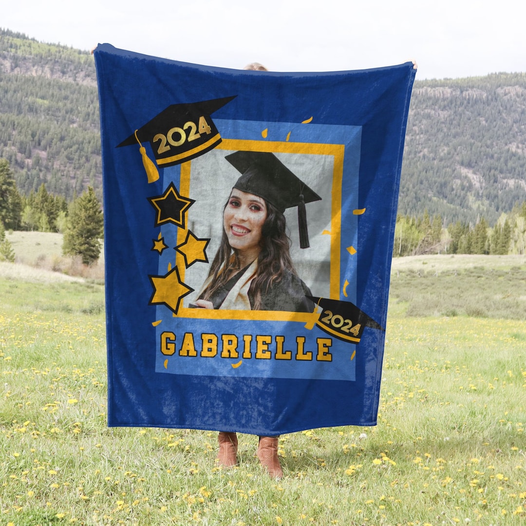 Personalized Graduation Photo Blanket, High School Graduation Gift for ...