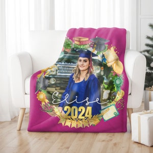 Personalized Graduation Photo Blanket, High School Graduation Gift for ...