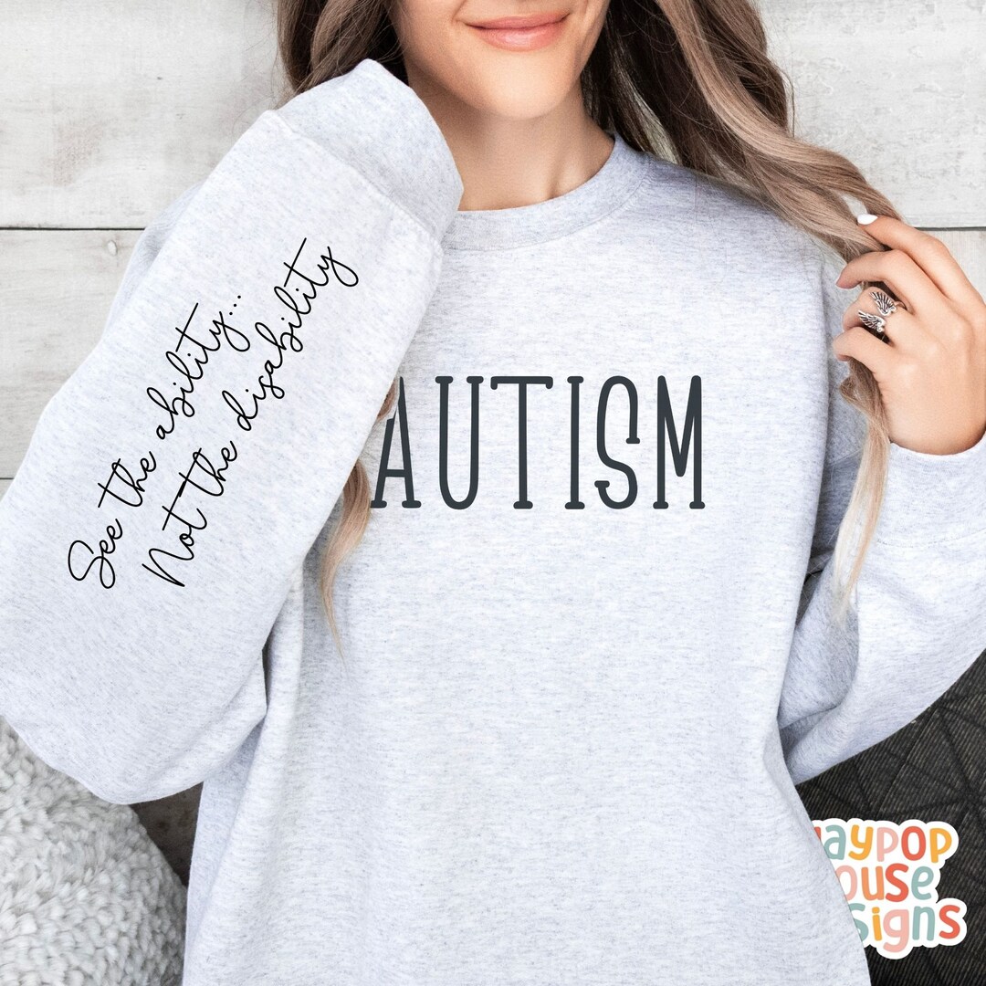Sleeve Print Autism Awareness Sweatshirt for Mom Gift for Autism ...