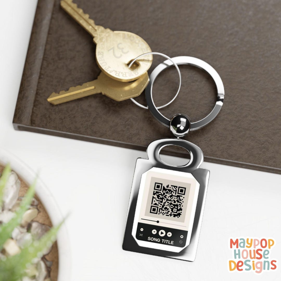 Scannable Song Keychain Personalized Music Code Keyring Custom Gift for ...