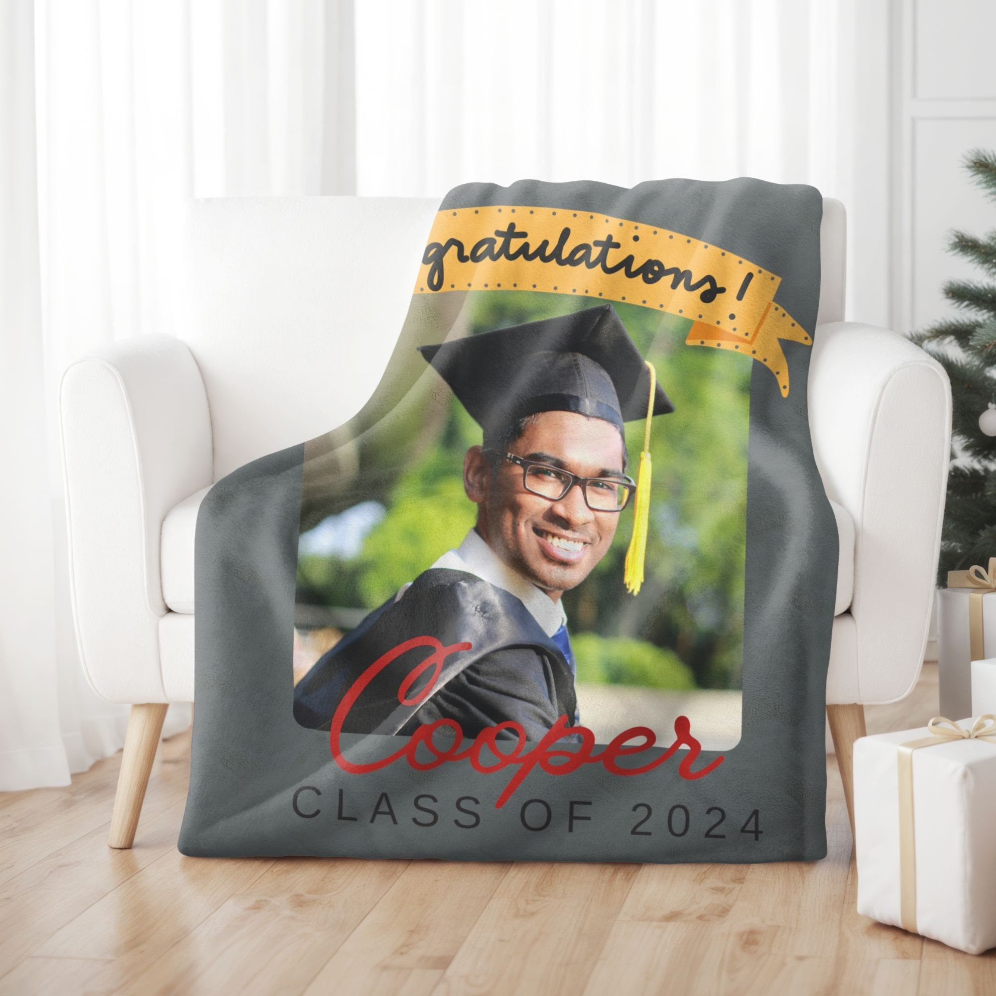 Personalized Graduation Photo Blanket, High School Graduation Gift for ...