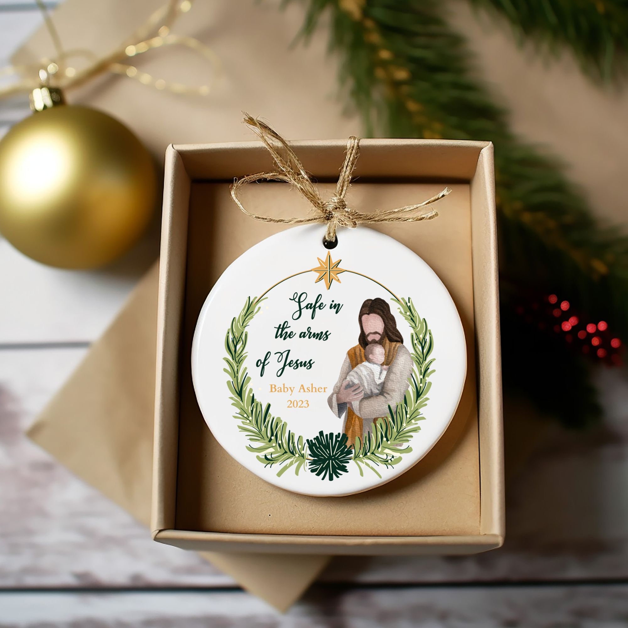 Personalized Baby Memorial Ornament, Jesus Holding Baby Infant Loss ...