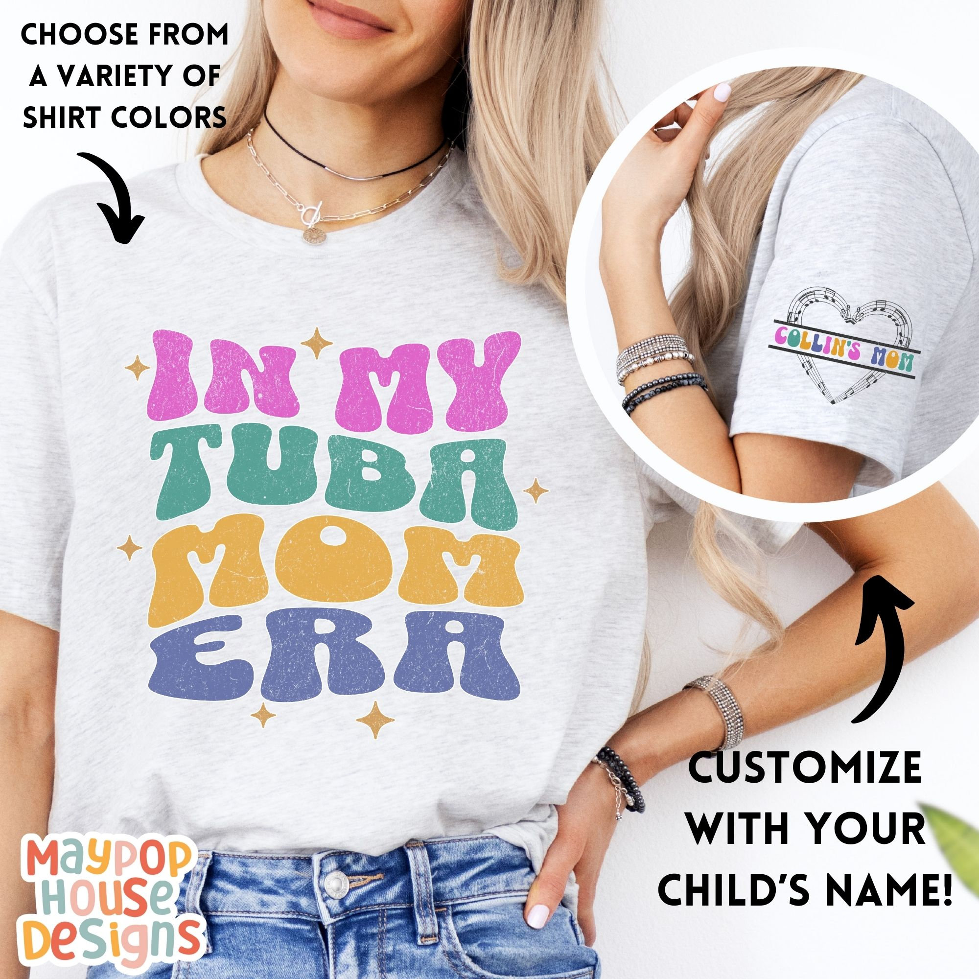 Personalized in My Tuba Mom Era Shirt for Mom, Customized Sleeve Design ...
