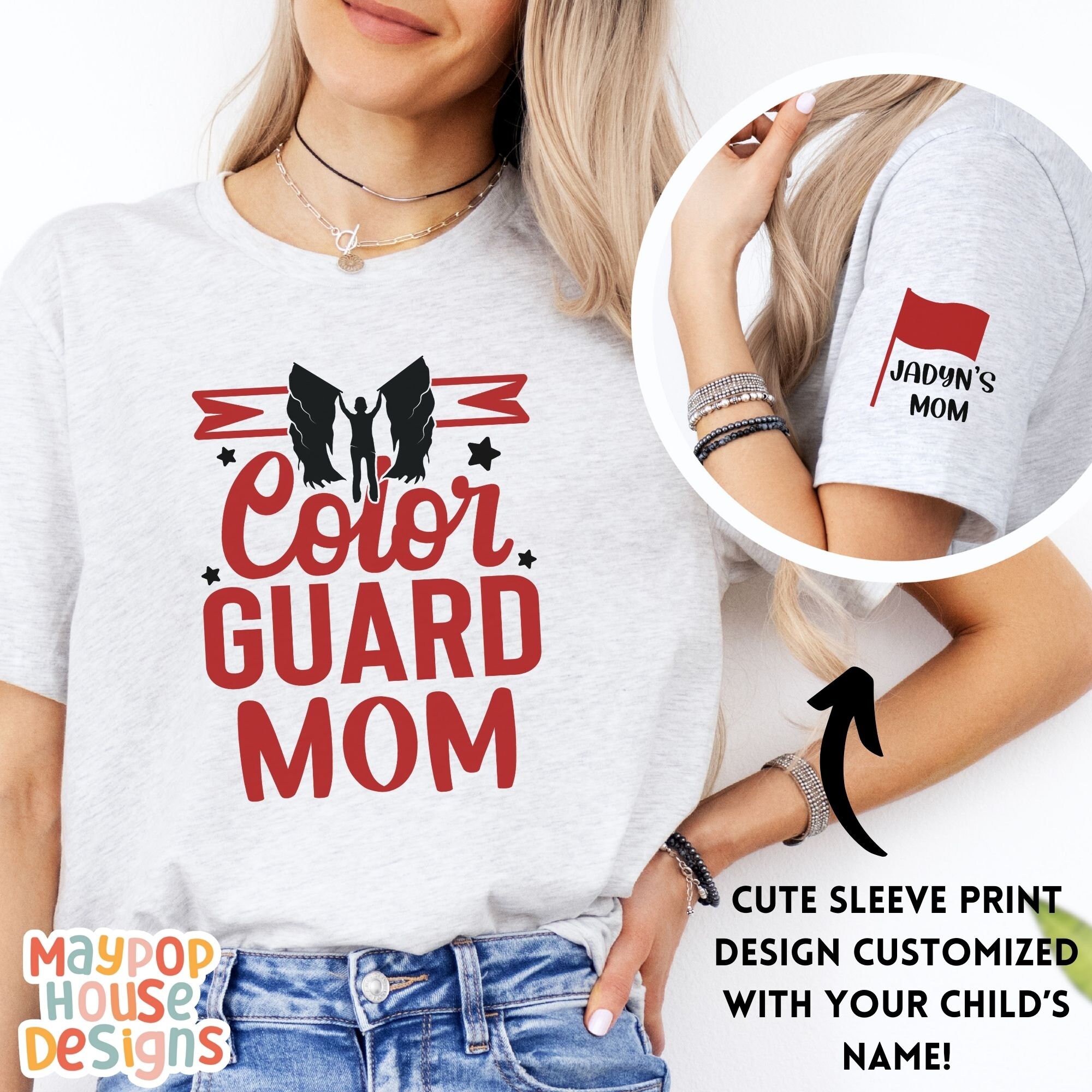 Personalized Color Guard Mom Shirt, Custom Colors Sleeve Design Color ...