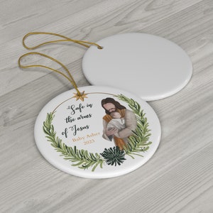 Personalized Baby Memorial Ornament, Jesus Holding Baby Infant Loss ...