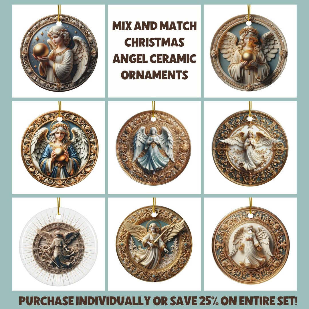 Mix and Match Set of Beautiful 3D Print Christmas Angel Ornaments ...