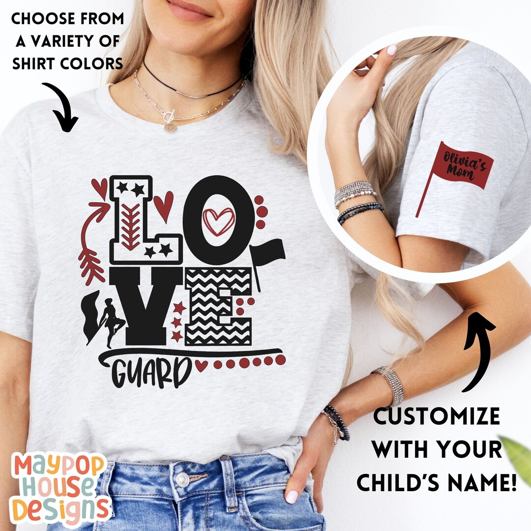 Personalized Color Guard Mom Shirt, Custom Colors Sleeve Design Color ...