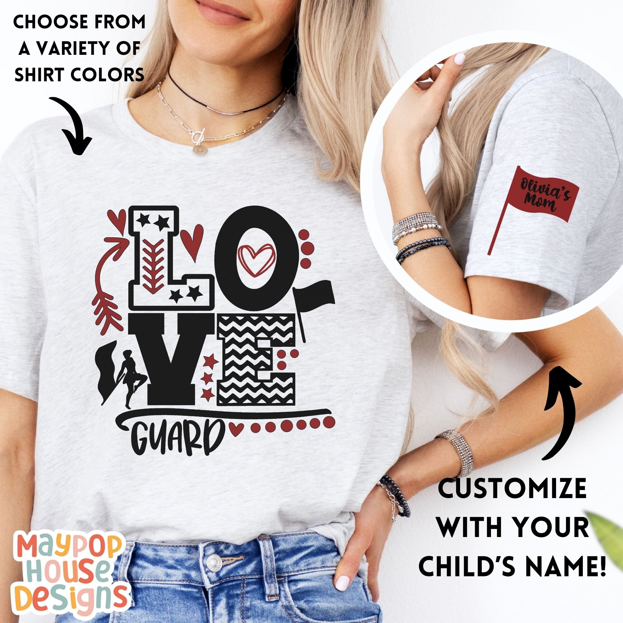 Personalized Color Guard Mom Shirt, Custom Colors Sleeve Design Color ...