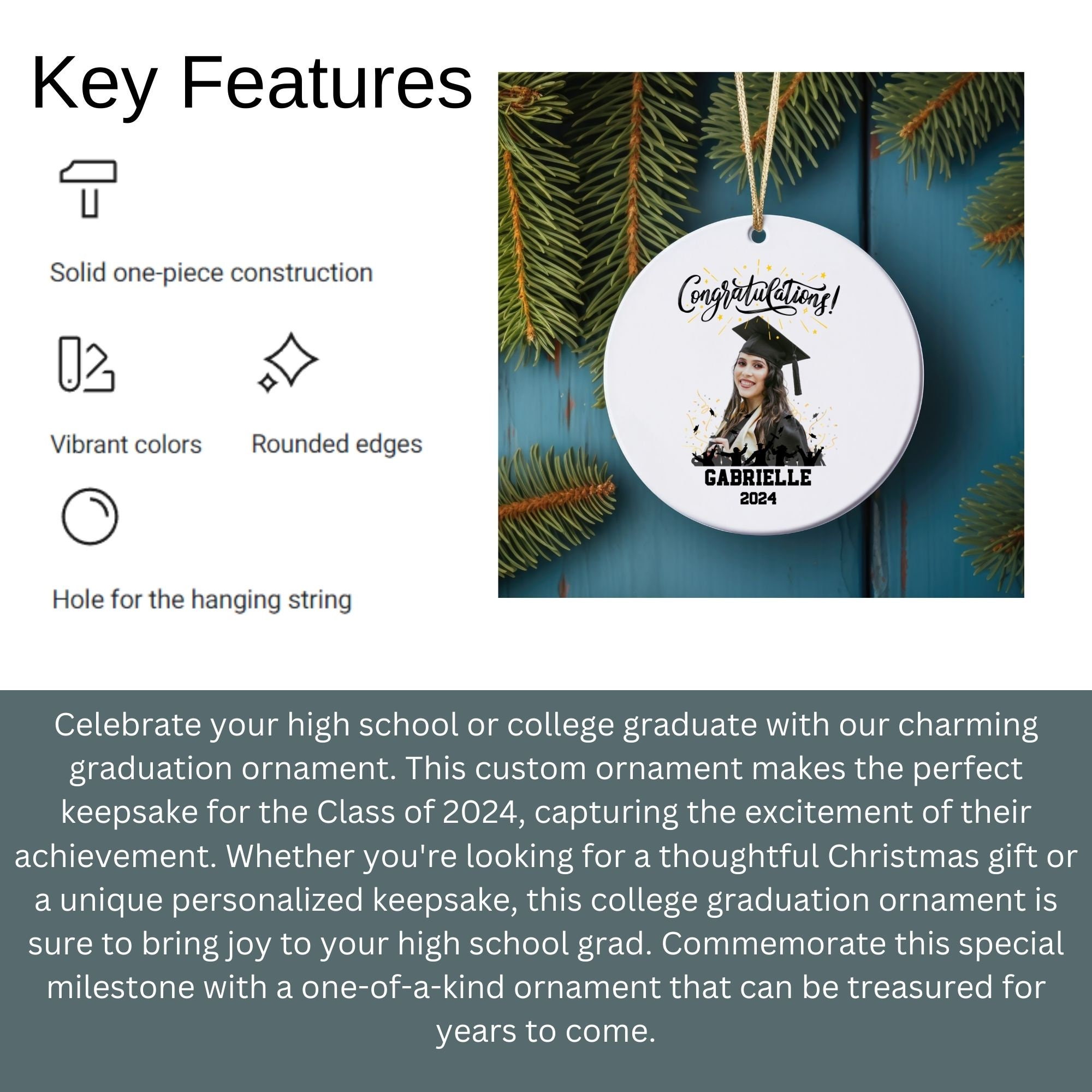 Personalized Photo Graduation Gift, High School Graduation Ornament ...