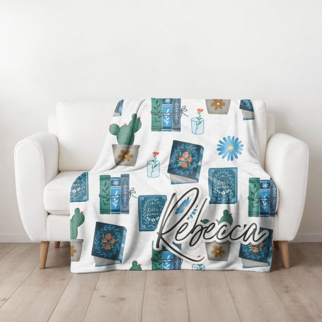 Personalized Book Reading Blanket, Custom Book Lover Throw, Book ...