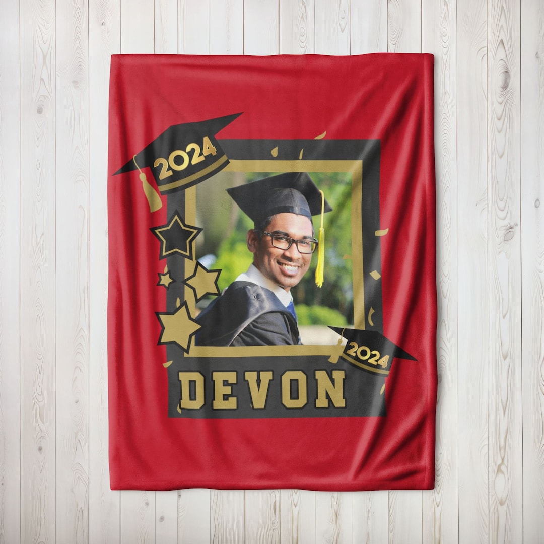 Personalized Graduation Photo Blanket, High School Graduation Gift for ...