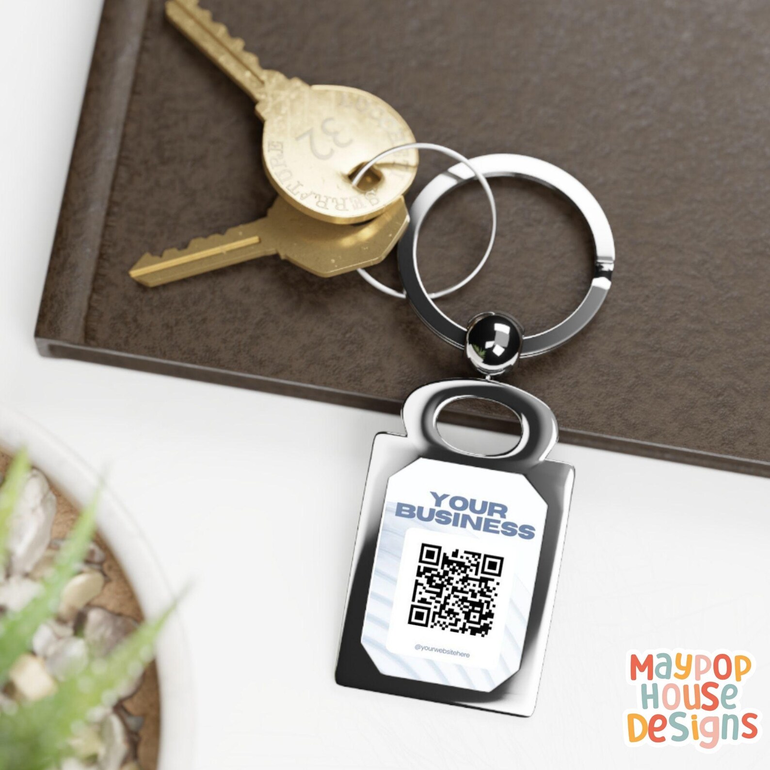 QR Code Keychain, Personalized Custom Keyring, Business Marketing Gift ...