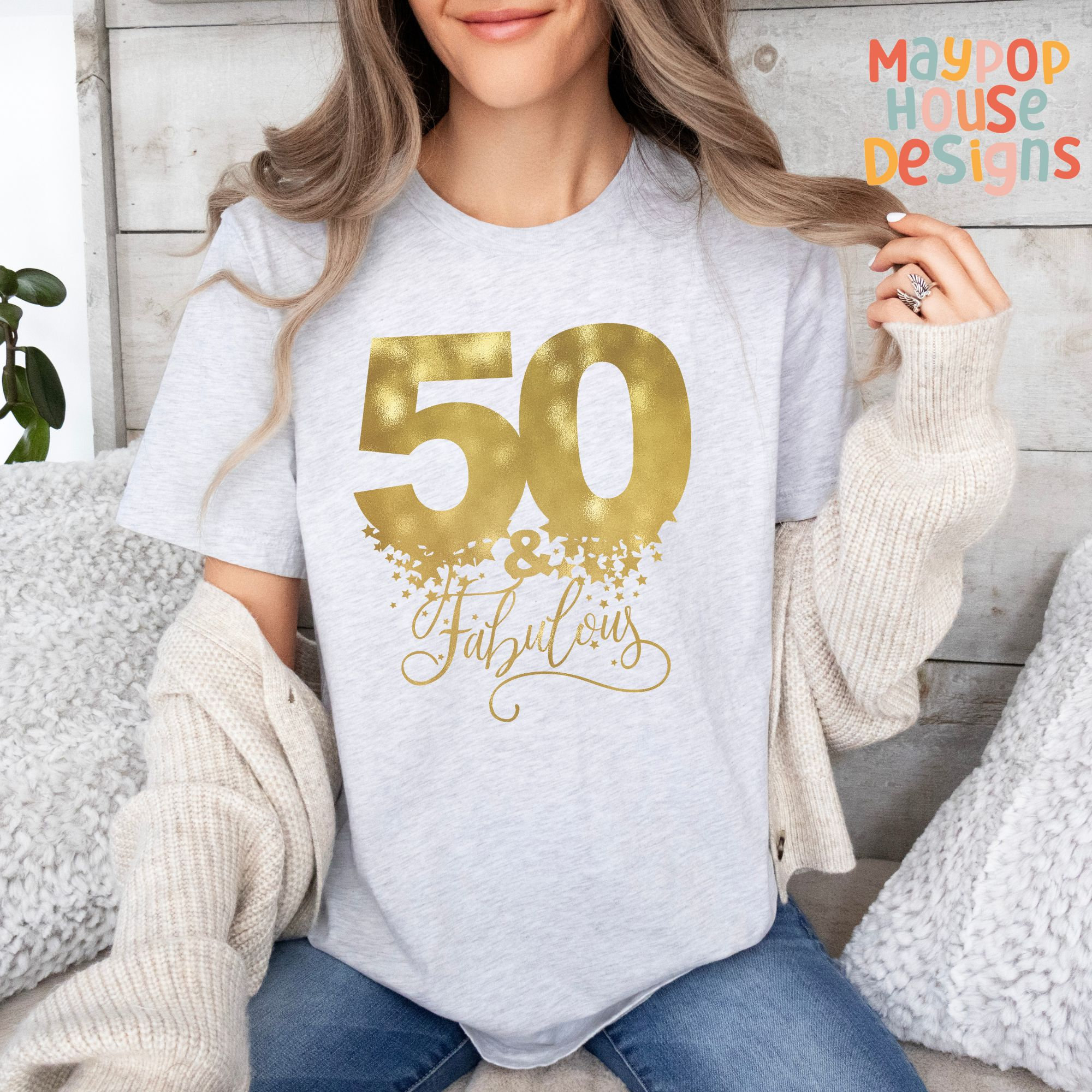 50th Birthday T-shirt for Women, 50 Years Tee, 50 and Fabulous Shirt, T-shirt for 50th Birthday ...