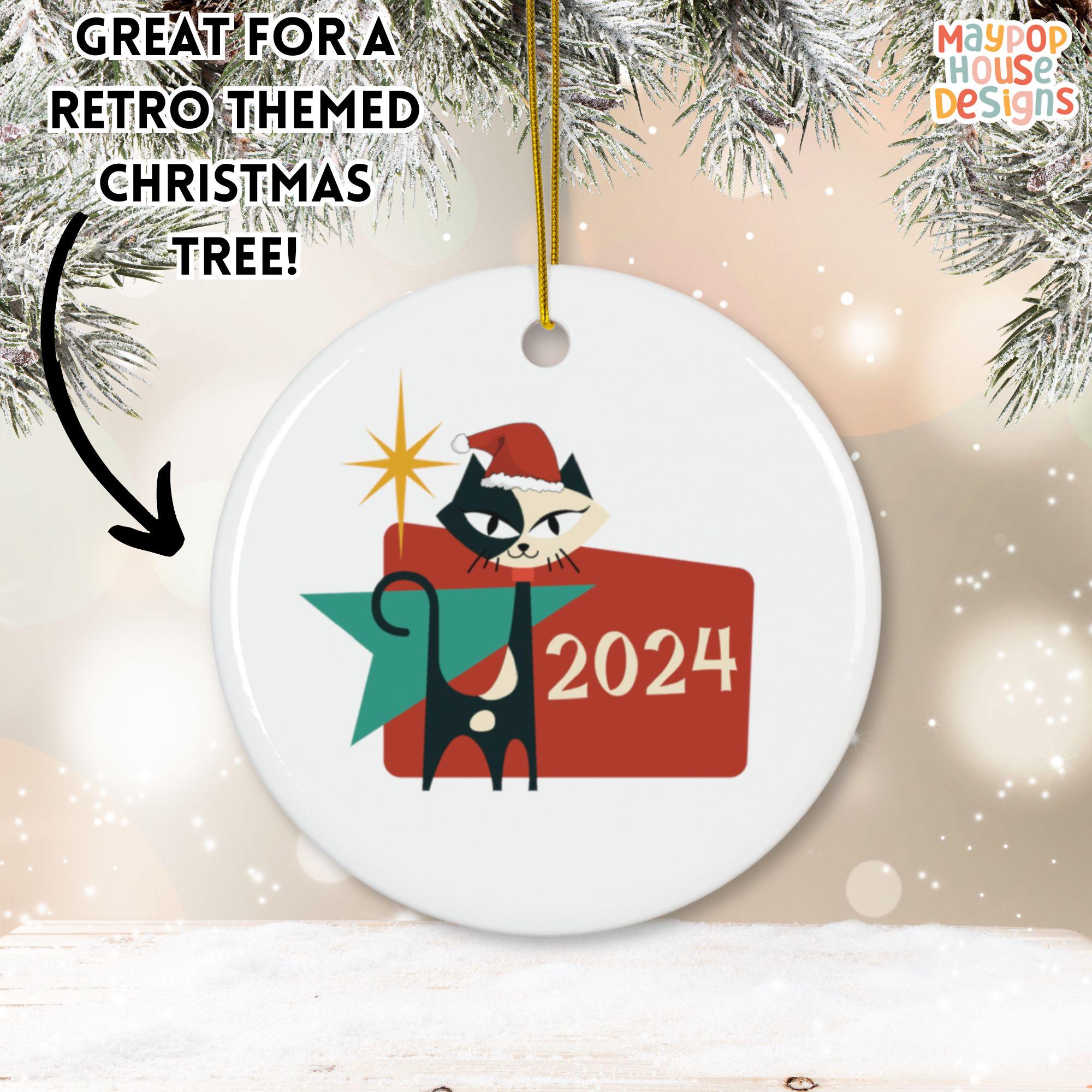 Atomic Cat Retro Style Christmas Ornament, Mid Century Modern Christmas ...