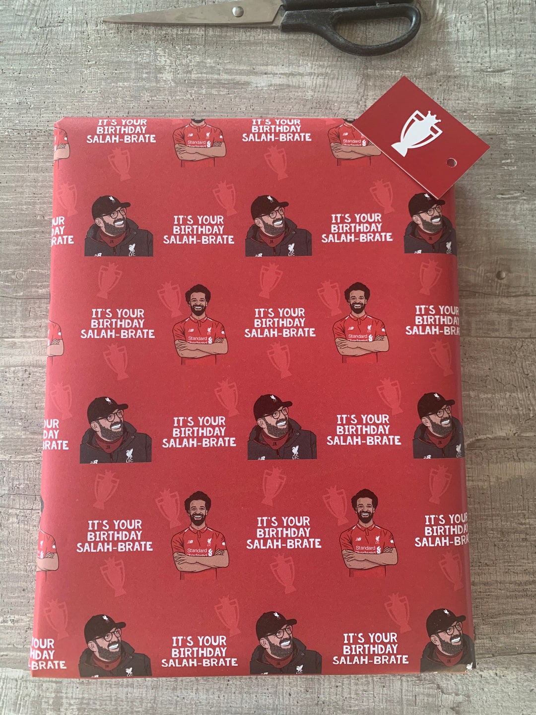 2 X Sheets Liverpool Mo Salah & Klopp Birthday Wrapping Paper - Etsy