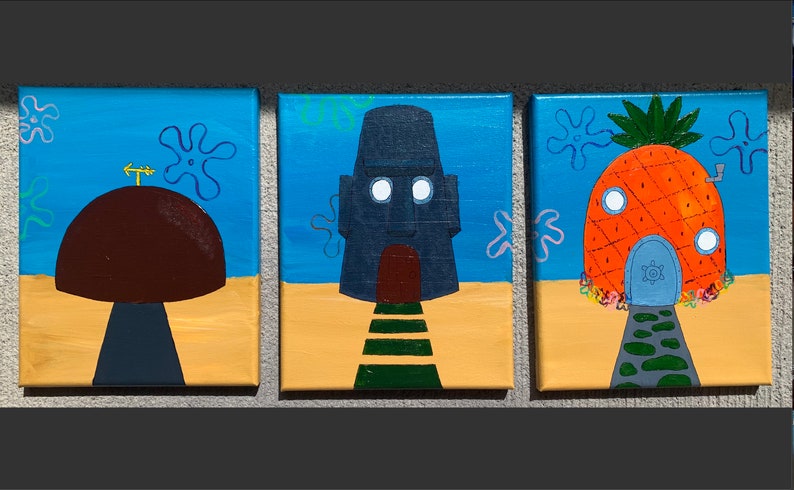 Spongebob Neighborhood Paintings Artwork - Etsy