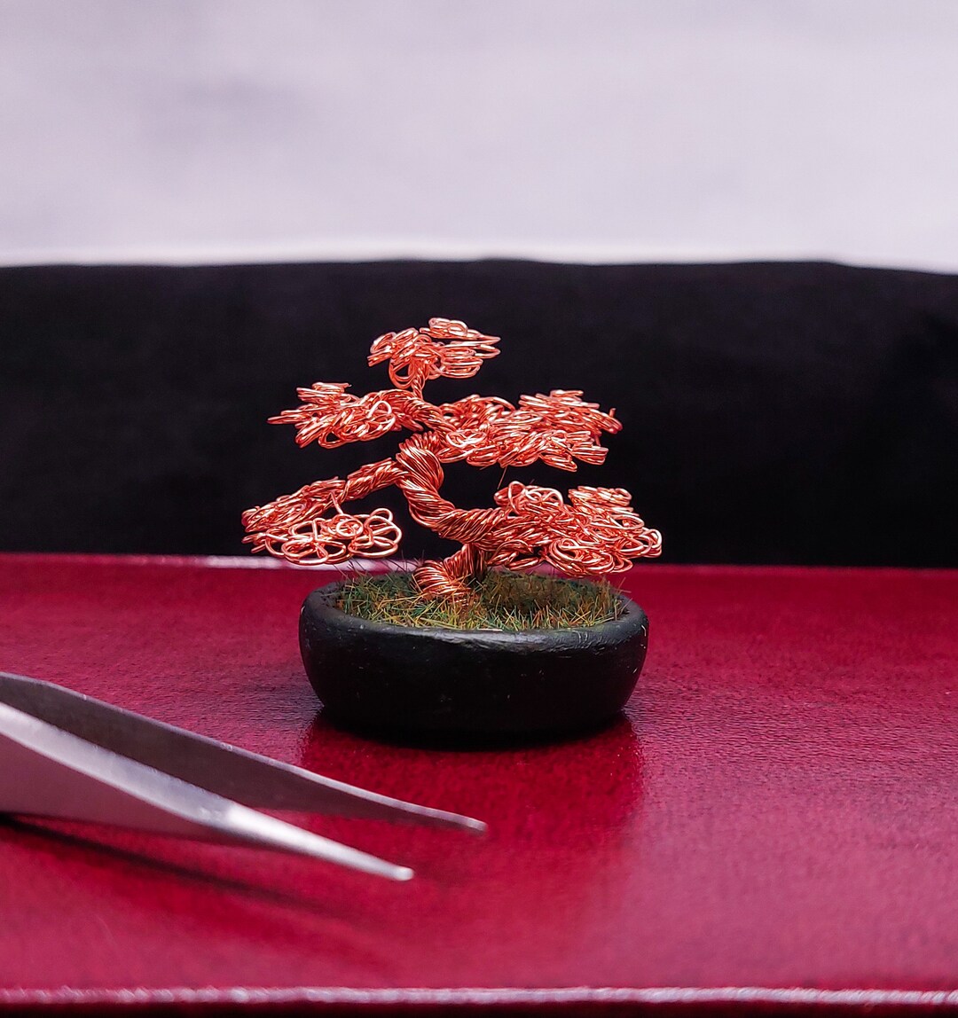 Wire Tree Sculpture Bonsai Art Made Using Copper Wire and Hand Painted ...