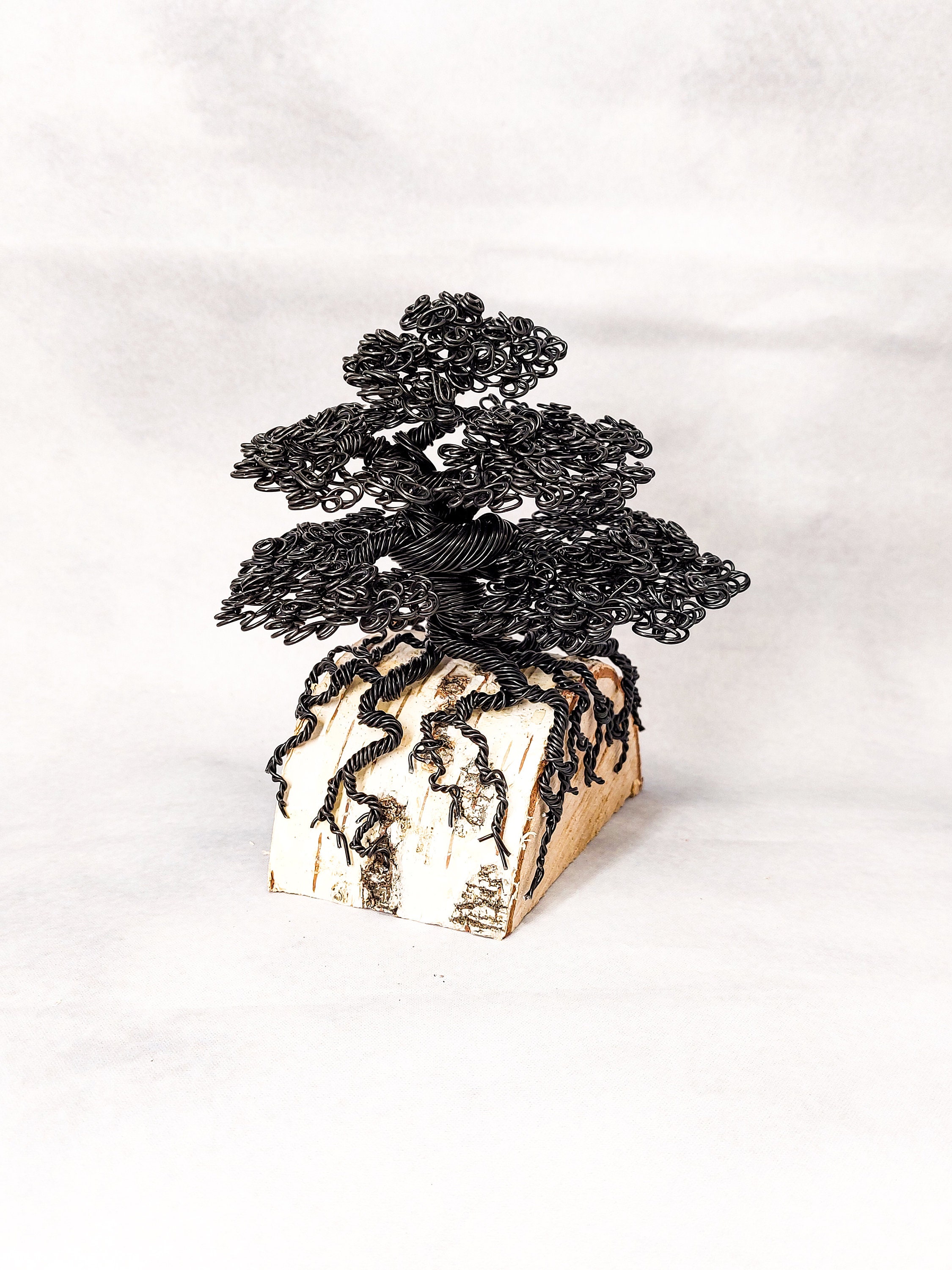 Wire Tree Sculpture Made Using Black Aluminium Wire, Placed on a Silver ...
