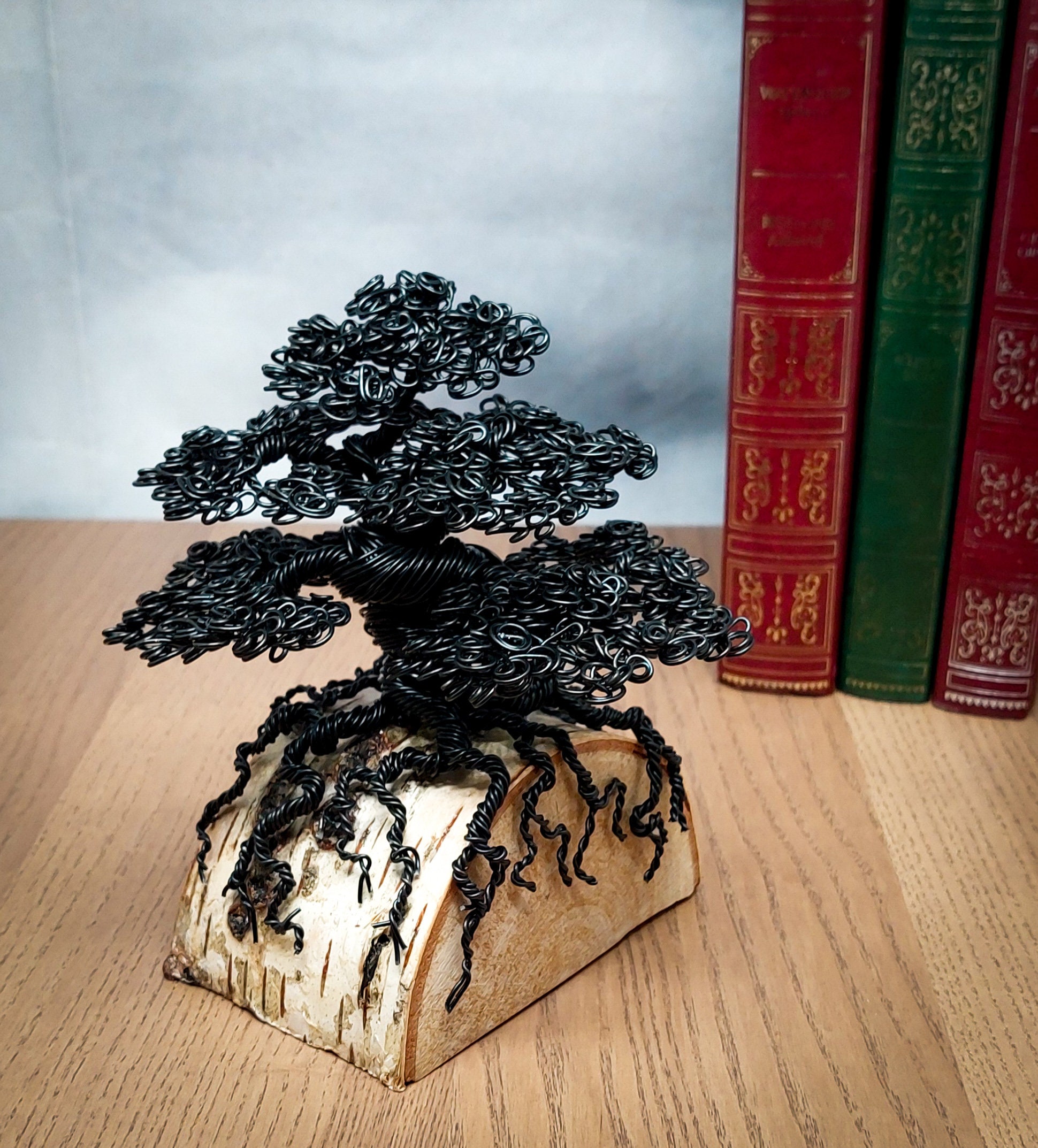 Wire Tree Sculpture Made Using Black Aluminium Wire, Placed on a Silver ...