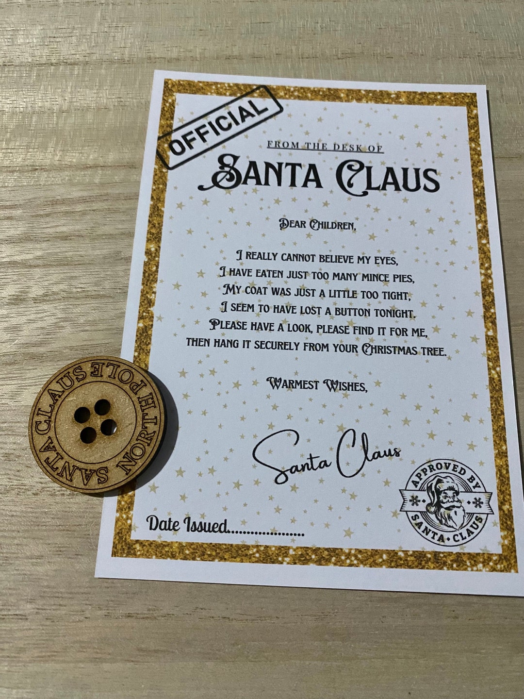 Santa Claus Wooden Button and Poem - Etsy