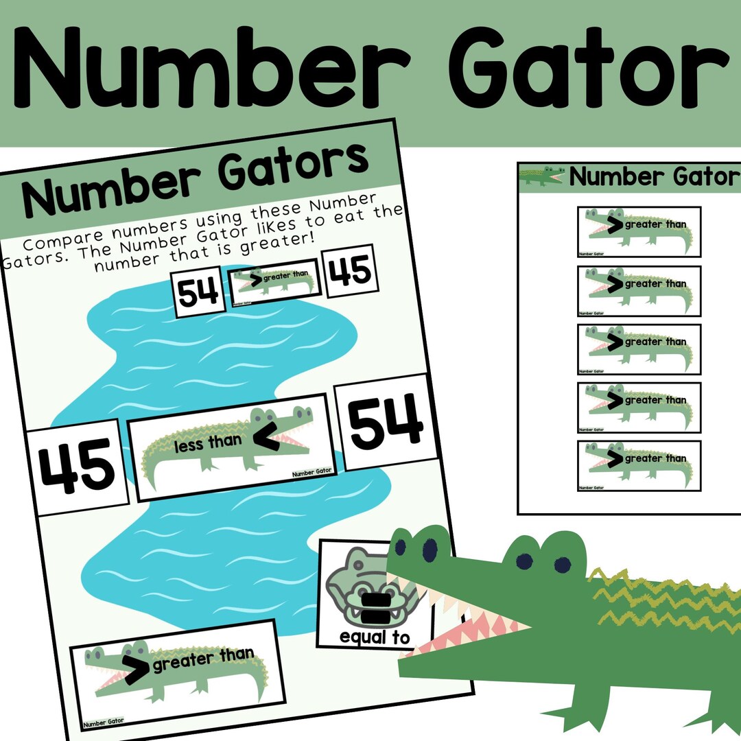 Comparing Numbers to 100 Number Gator Printable Game - Etsy