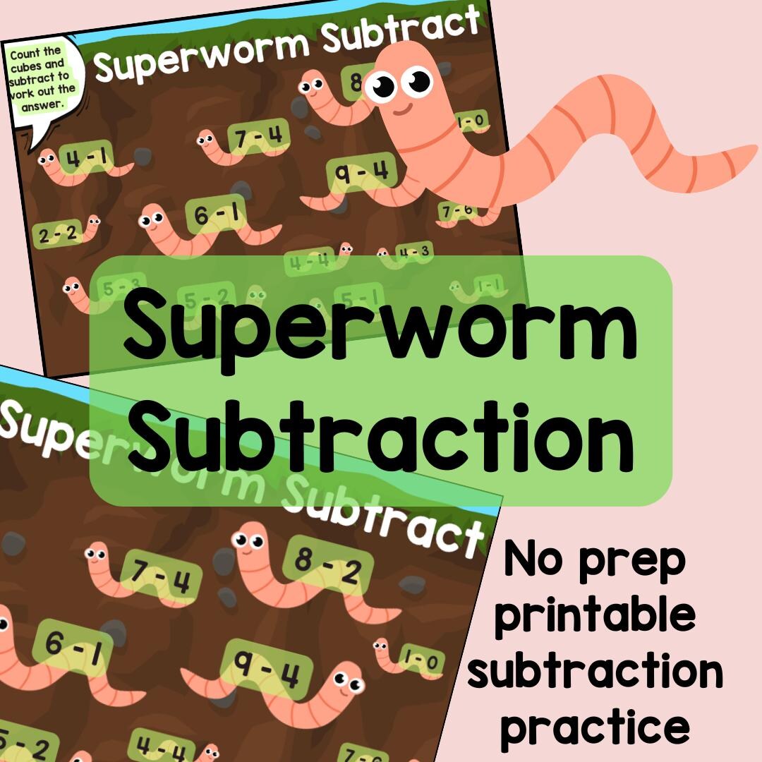 Super Worm Subtraction Game Printable Home Learning EYFS Maths KS1 ...