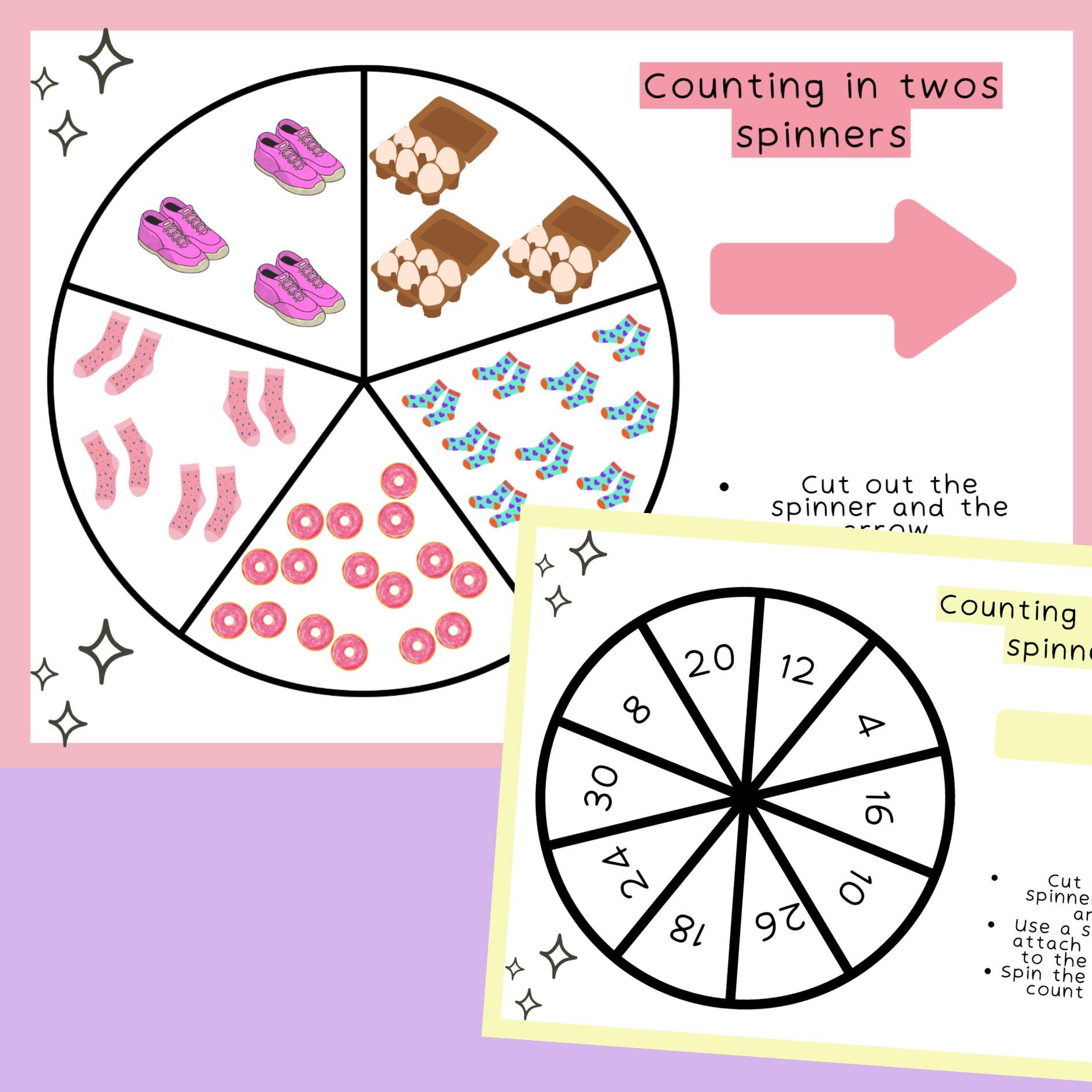 Counting in 2s Spinners Maths Review Game - Etsy