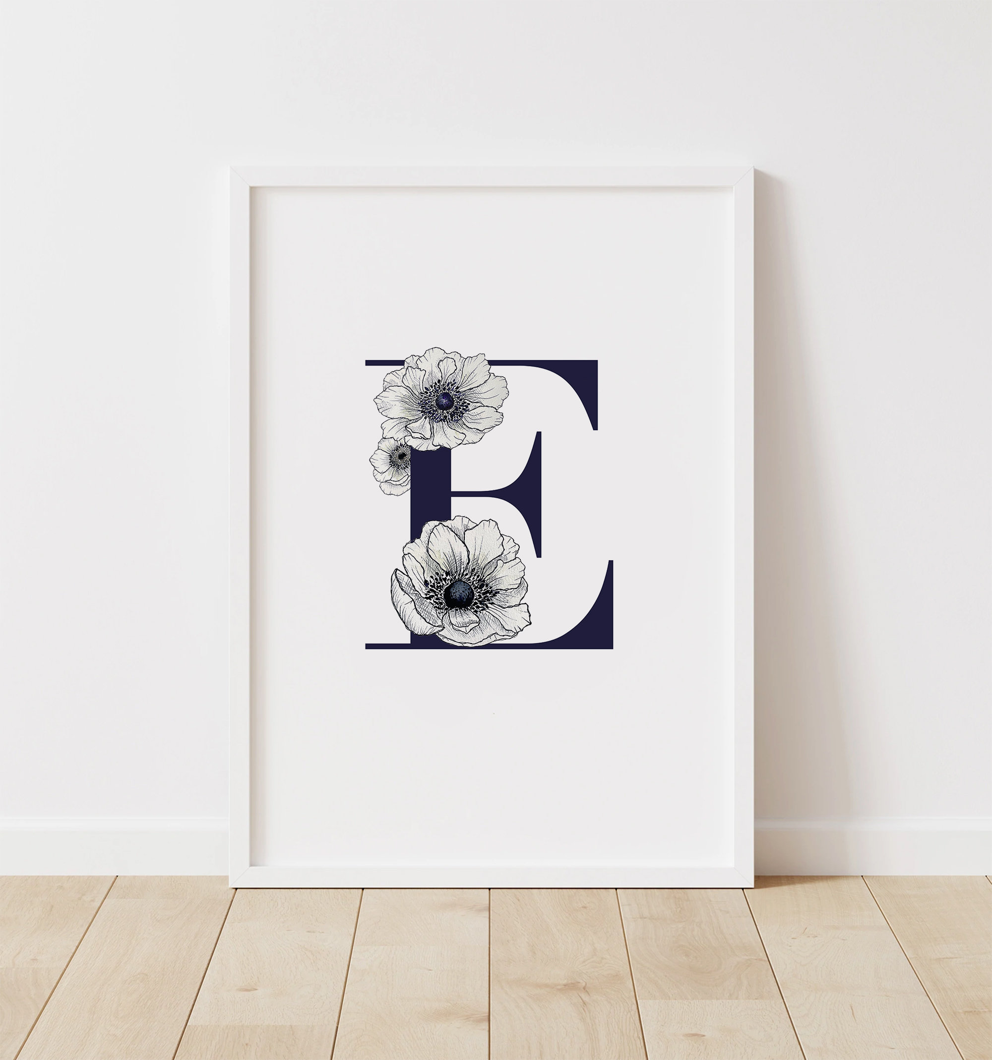 Printable Floral Monogram "e" - Etsy