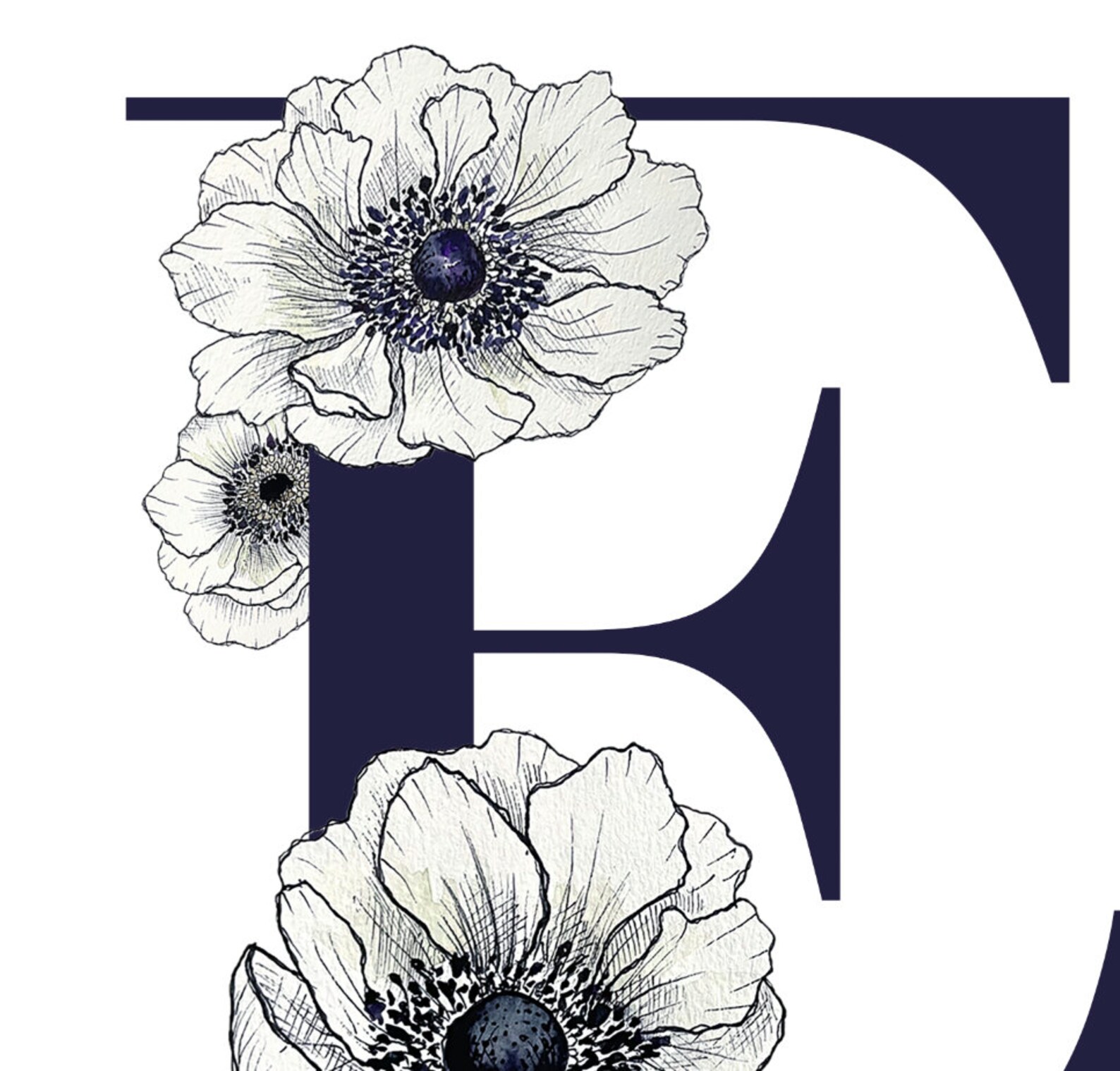 Printable Floral Monogram "e" - Etsy