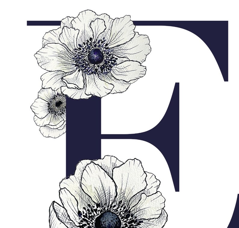 Printable Floral Monogram "e" - Etsy