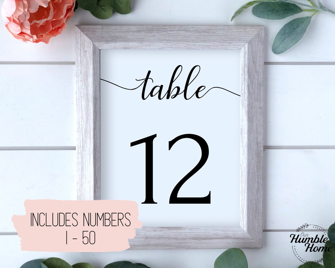 5x7 Table Numbers Printable, Printable Table Numbers, 5x7 Table Numbers ...