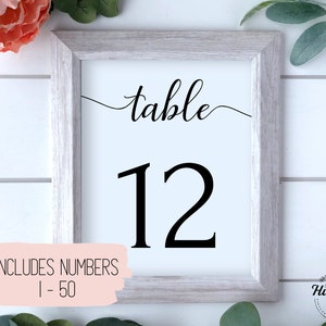 5x7 Table Numbers Printable, Printable Table Numbers, 5x7 Table Numbers ...
