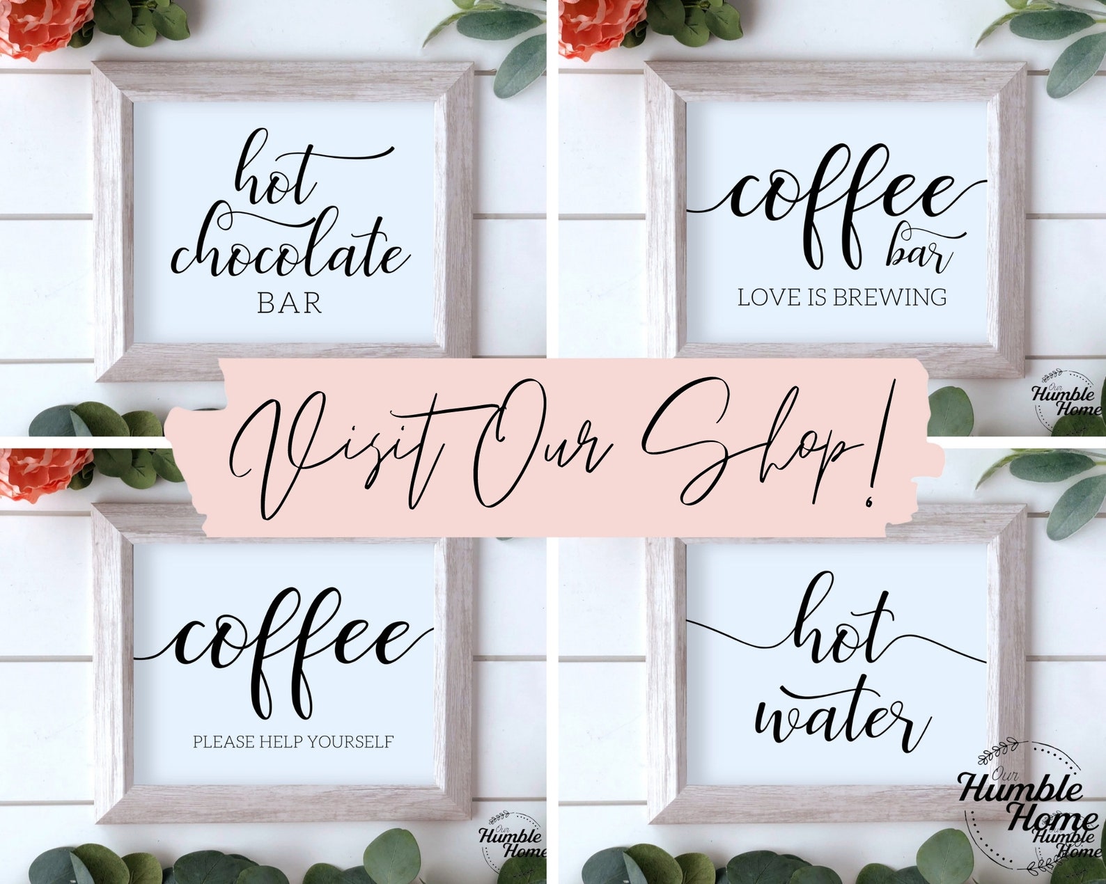Hot Water Sign, Hot Water Bar Sign, Beverage Station Signs, Hot Water ...