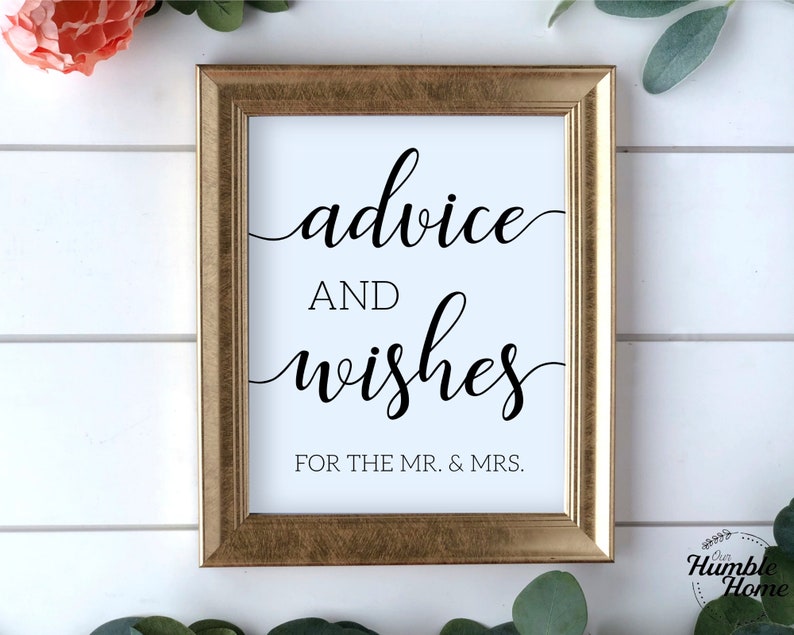Advice And Wishes For The Mr And Mrs Sign Advice And Wishes Etsy