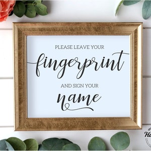 Please Leave Your Fingerprint and Sign Your Name Sign, Wedding ...