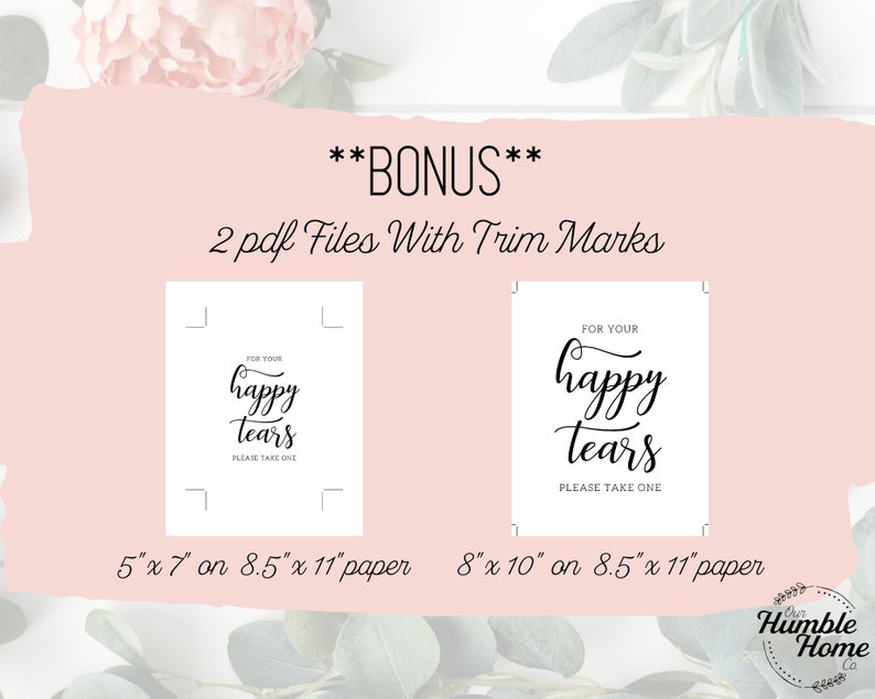 For Your Happy Tears Please Take One Sign, Wedding Tissues Sign ...