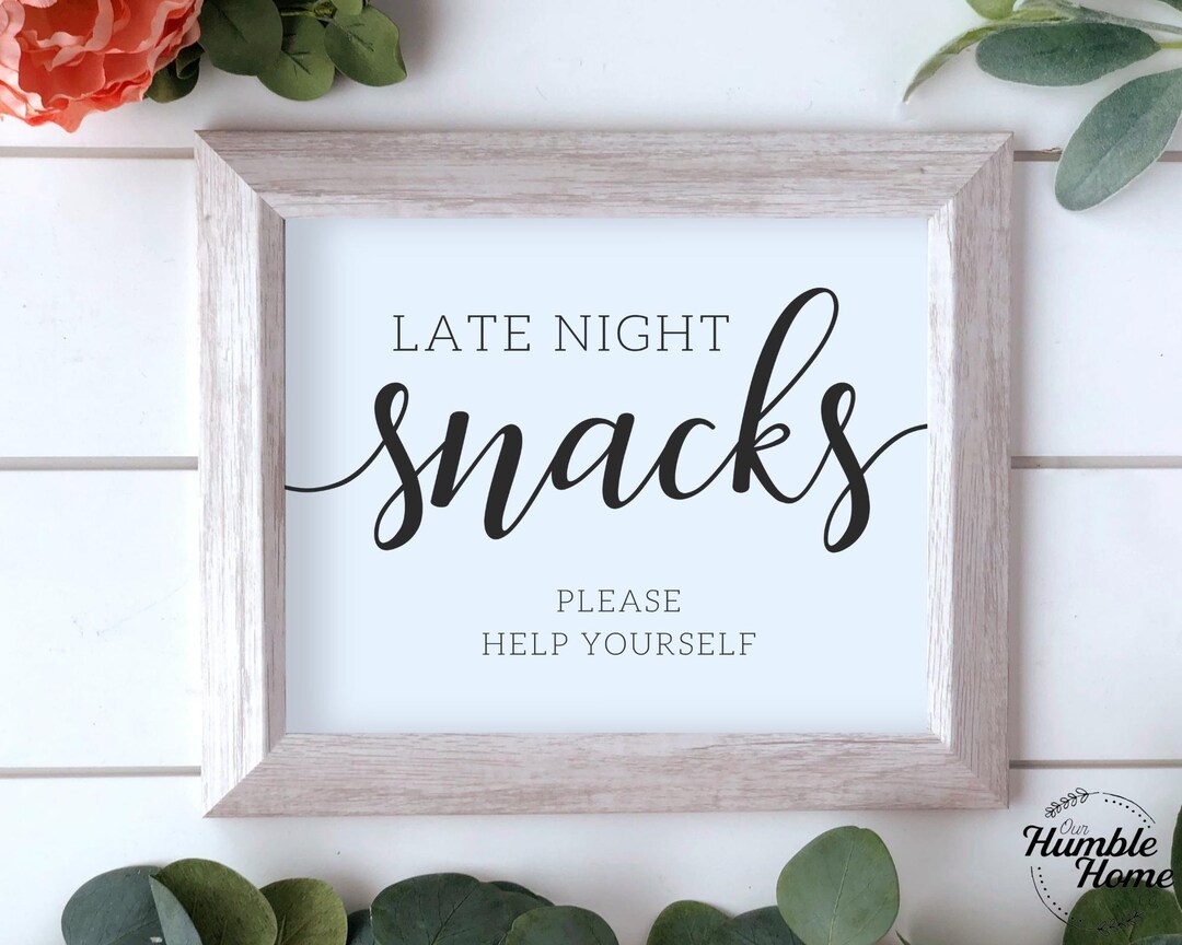 Late Night Snacks Please Help Yourself Sign, Wedding Snacks Sign, Snack ...