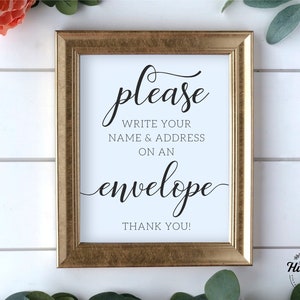 Please Write Your Name and Address on an Envelope Sign, Wedding ...