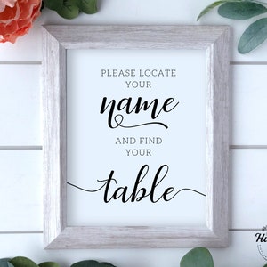Please Locate Your Name and Find Your Table Sign, Wedding Table Signs ...