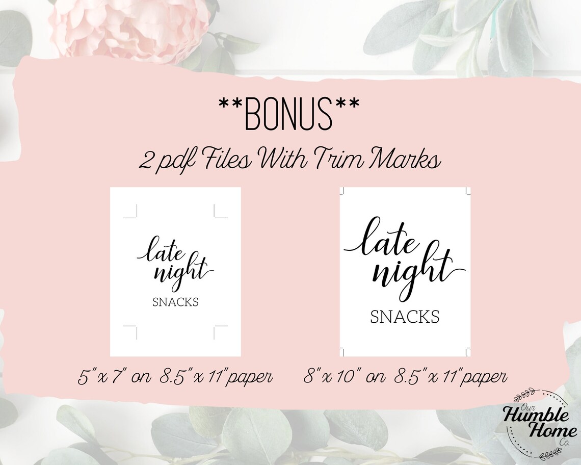 Late Night Snacks Sign Wedding Food Sign Wedding Buffet - Etsy