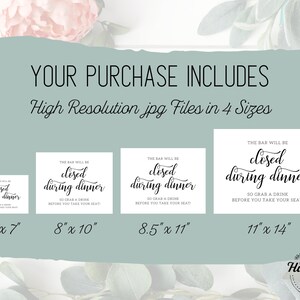 The Bar Will Be Closed During Dinner, Grab A Drink Sign, Wedding Bar ...