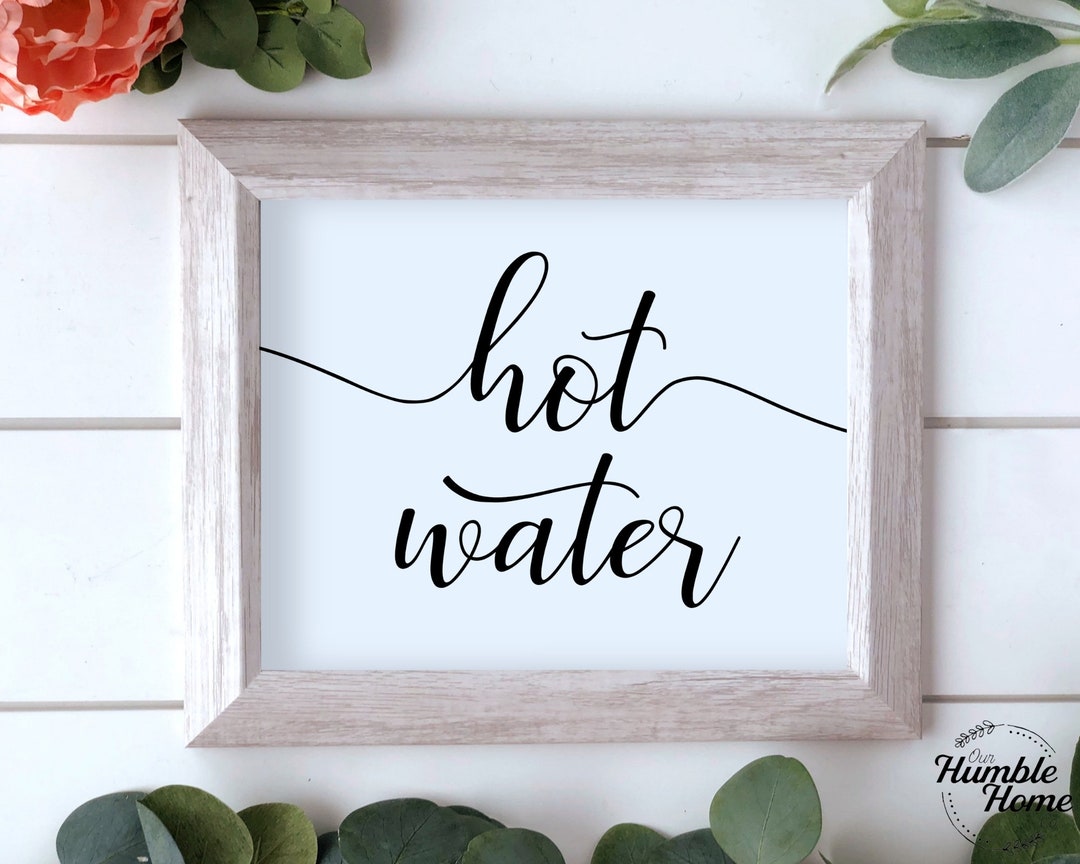 Hot Water Sign, Hot Water Bar Sign, Beverage Station Signs, Hot Water ...