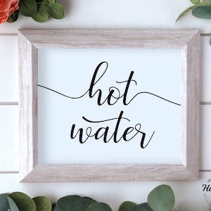 Hot Water Sign, Hot Water Bar Sign, Beverage Station Signs, Hot Water ...