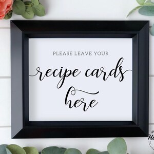 Please Leave Your Recipe Cards Here Sign, Recipe Cards Sign, Bridal ...