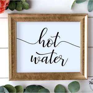 Hot Water Sign, Hot Water Bar Sign, Beverage Station Signs, Hot Water ...