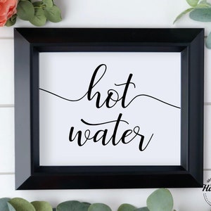 Hot Water Sign, Hot Water Bar Sign, Beverage Station Signs, Hot Water ...