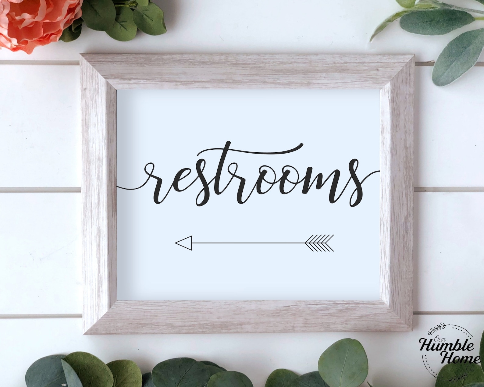 Restrooms Sign, Restrooms Left Arrow Direction Sign, Directional ...